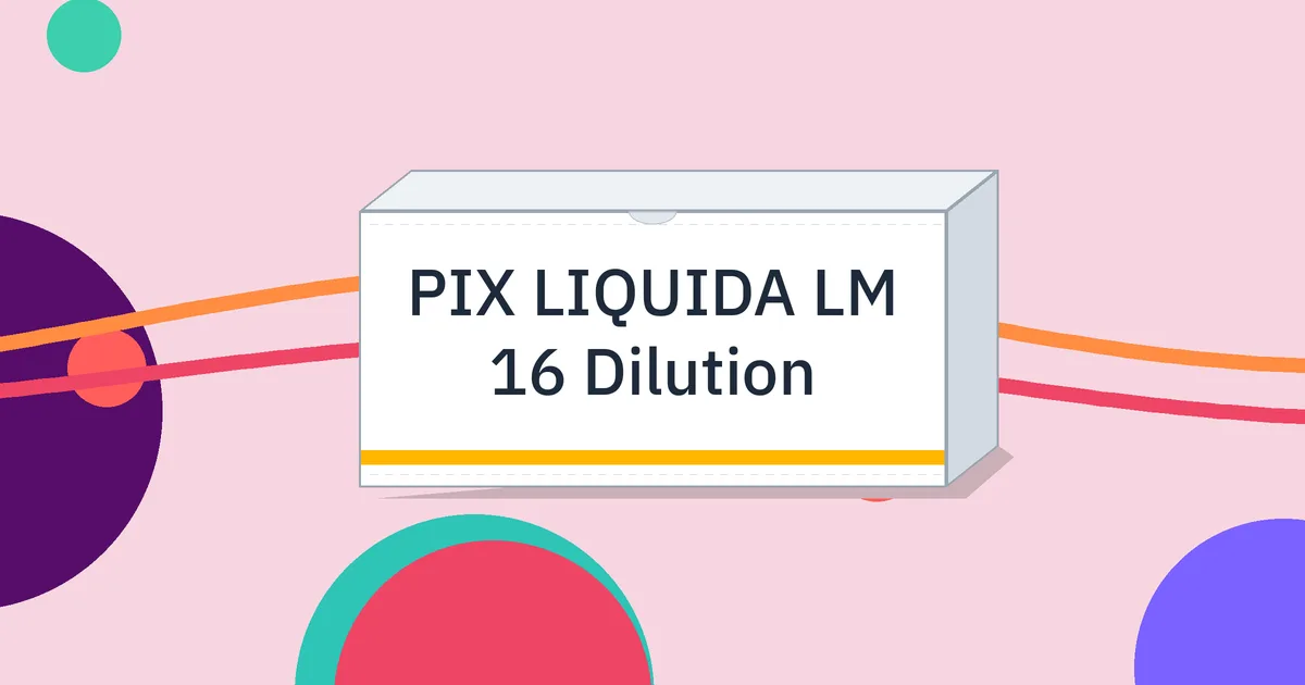 Symbolbild: Packung mit der Aufschrift PIX LIQUIDA LM 16 Dilution (PZN 13646287) – Verfügbarkeit und Bezug in Apotheken in Frankfurt am Main