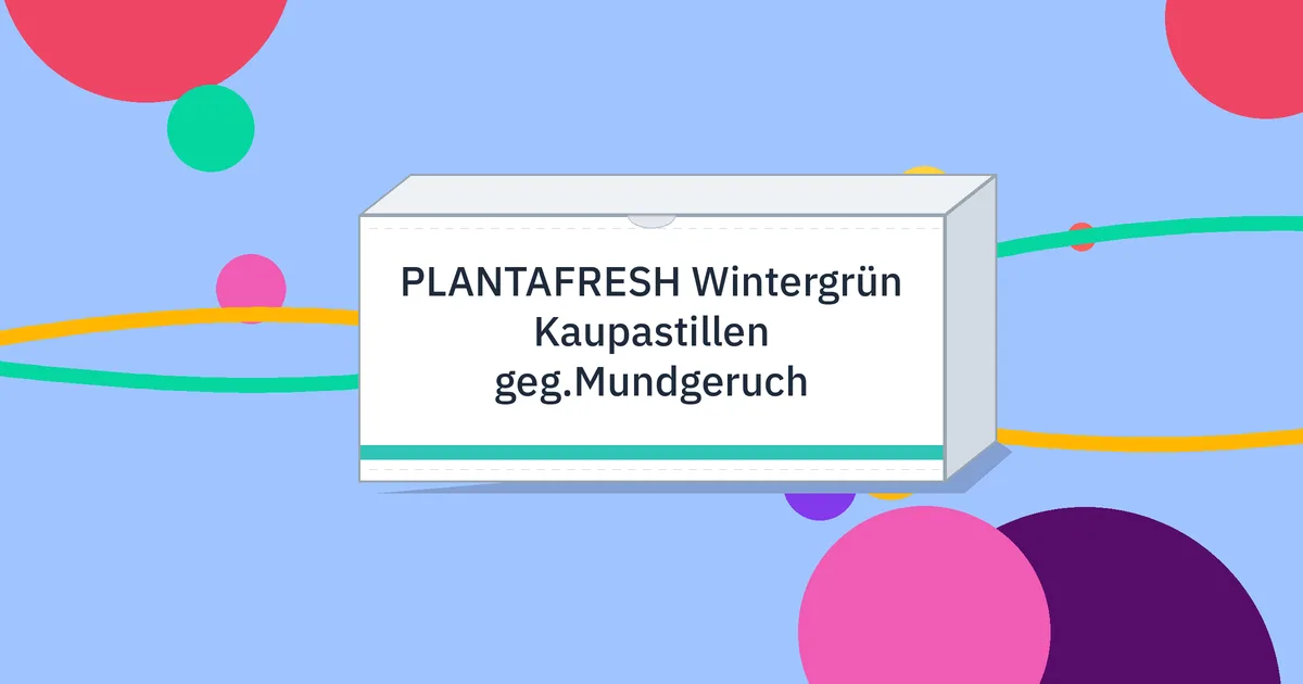 Symbolbild: Packung mit der Aufschrift PLANTAFRESH Wintergrün Kaupastillen geg.Mundgeruch (PZN 20047647) – Verfügbarkeit und Bezug in Apotheken in Frankfurt am Main