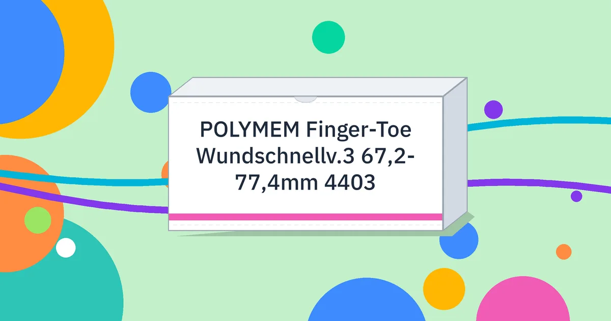 Symbolbild: Packung mit der Aufschrift POLYMEM Finger-Toe Wundschnellv.3 67,2-77,4mm 4403 (PZN 12451788) – Verfügbarkeit und Bezug in Apotheken in Frankfurt am Main