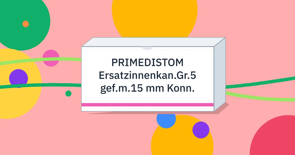 Symbolbild: Packung mit der Aufschrift PRIMEDISTOM Ersatzinnenkan.Gr.5 gef.m.15 mm Konn. (PZN 10257591) – Verfügbarkeit und Bezug in Apotheken in Frankfurt am Main