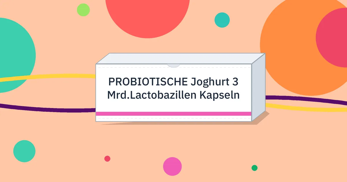 Symbolbild: Packung mit der Aufschrift PROBIOTISCHE Joghurt 3 Mrd.Lactobazillen Kapseln (PZN 19505292) – Verfügbarkeit und Bezug in Apotheken in Frankfurt am Main