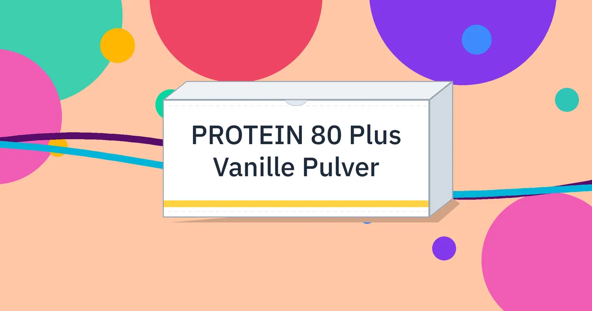 Symbolbild: Packung mit der Aufschrift PROTEIN 80 Plus Vanille Pulver (PZN 02235747) – Verfügbarkeit und Bezug in Apotheken in Frankfurt am Main