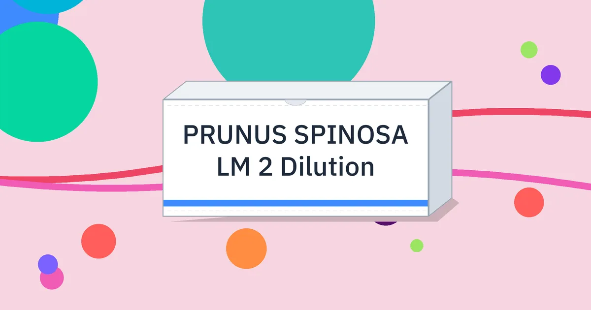 Symbolbild: Packung mit der Aufschrift PRUNUS SPINOSA LM 2 Dilution (PZN 13669733) – Verfügbarkeit und Bezug in Apotheken in Frankfurt am Main