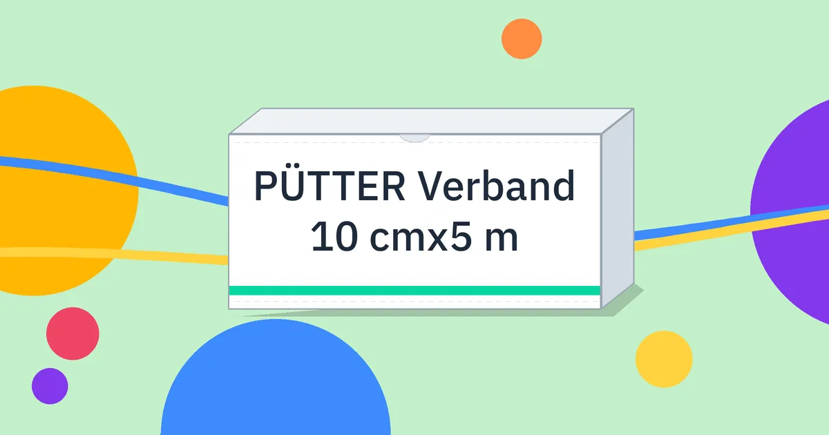 Symbolbild: Packung mit der Aufschrift PÜTTER Verband 10 cmx5 m (PZN 17267463) – Verfügbarkeit und Bezug in Apotheken in Frankfurt am Main