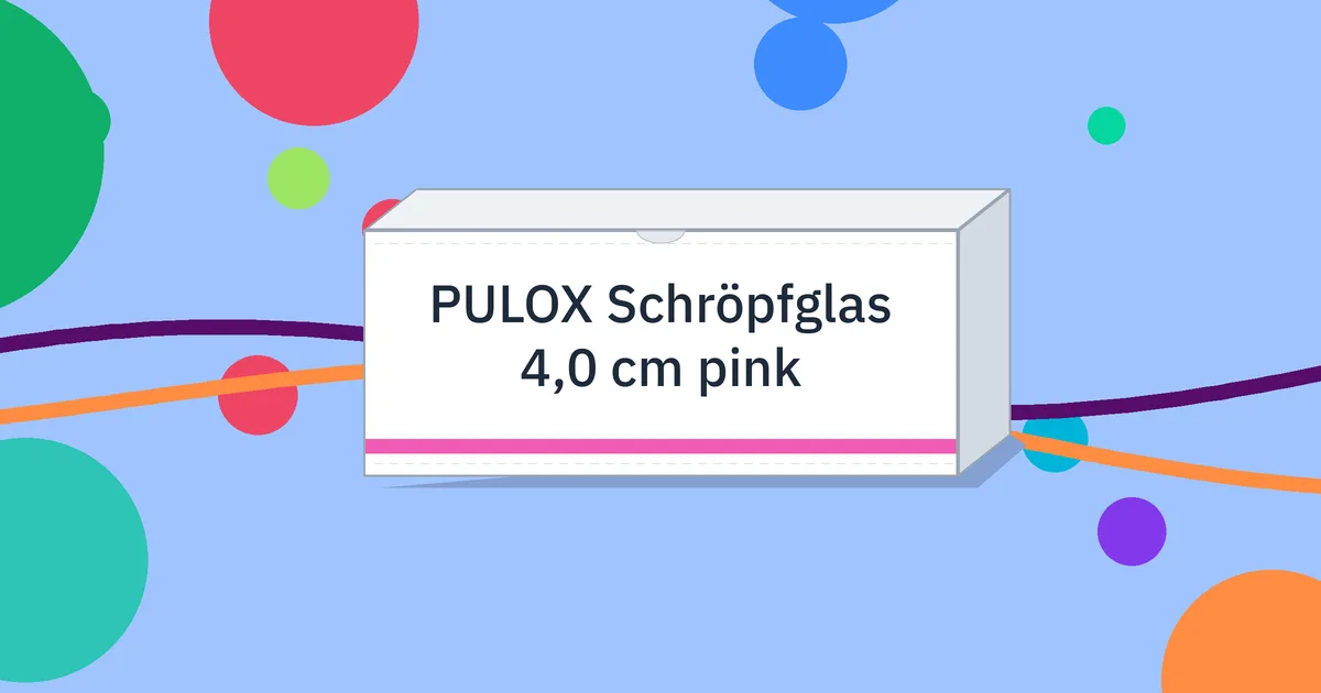 Symbolbild: Packung mit der Aufschrift PULOX Schröpfglas 4,0 cm pink (PZN 11676166) – Verfügbarkeit und Bezug in Apotheken in Frankfurt am Main