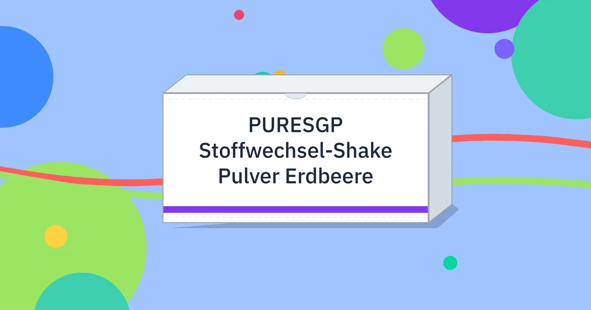 Symbolbild: Packung mit der Aufschrift PURESGP Stoffwechsel-Shake Pulver Erdbeere (PZN 20584670) – Verfügbarkeit und Bezug in Apotheken in Frankfurt am Main