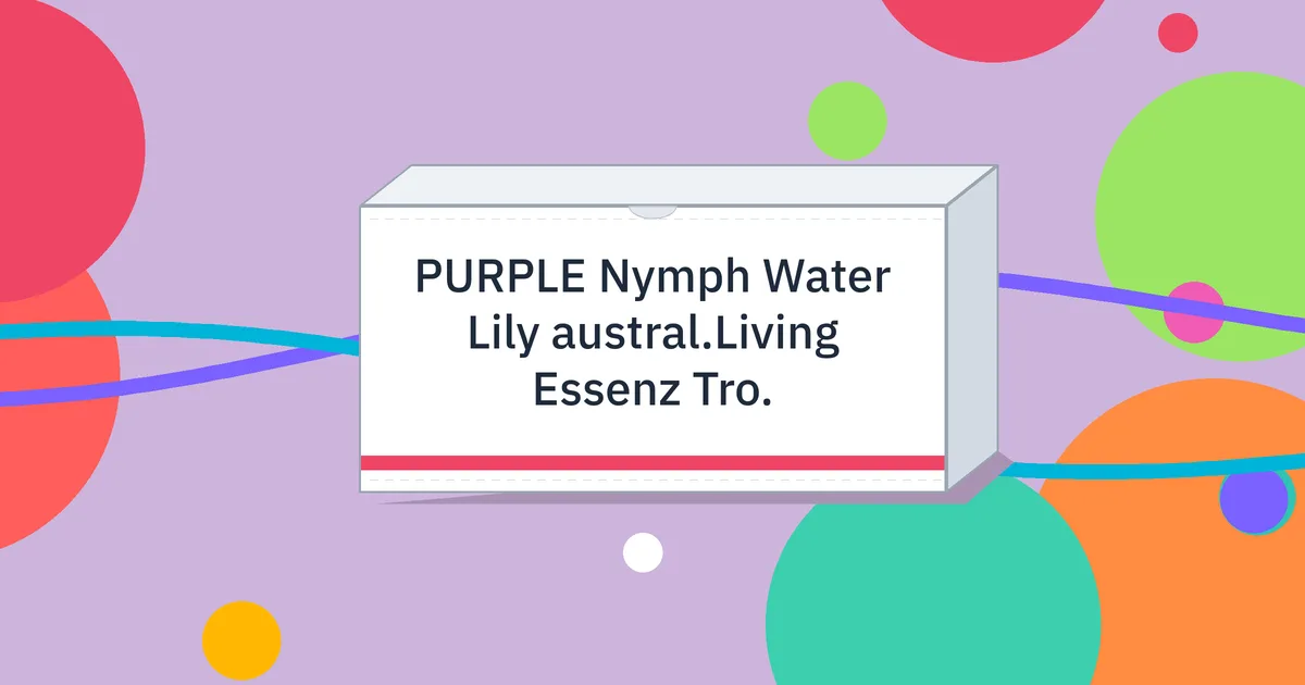 Symbolbild: Packung mit der Aufschrift PURPLE Nymph Water Lily austral.Living Essenz Tro. (PZN 05010664) – Verfügbarkeit und Bezug in Apotheken in Frankfurt am Main