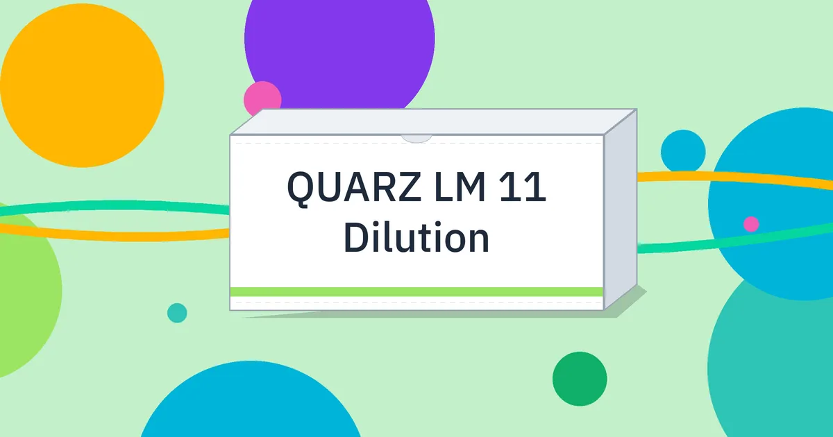 Symbolbild: Packung mit der Aufschrift QUARZ LM 11 Dilution (PZN 13045429) – Verfügbarkeit und Bezug in Apotheken in Frankfurt am Main