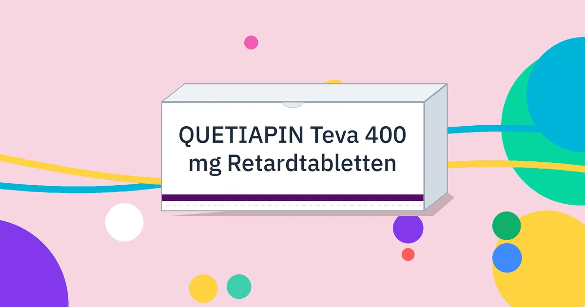 Symbolbild: Packung mit der Aufschrift QUETIAPIN Teva 400 mg Retardtabletten (PZN 16320528) – Verfügbarkeit und Bezug in Apotheken in Frankfurt am Main