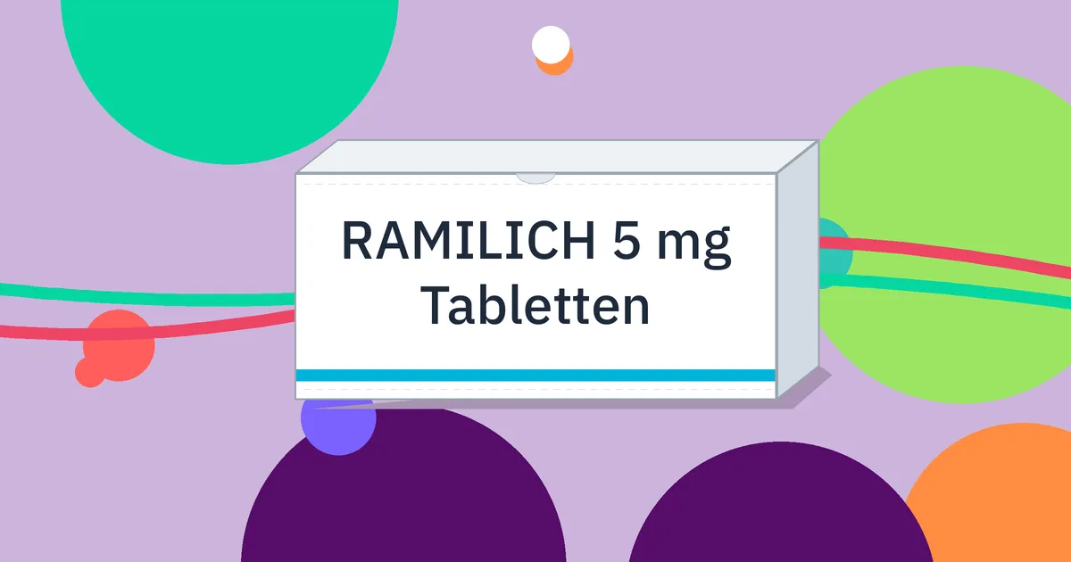 Symbolbild: Packung mit der Aufschrift RAMILICH 5 mg Tabletten (PZN 01983631) – Verfügbarkeit und Bezug in Apotheken in Frankfurt am Main