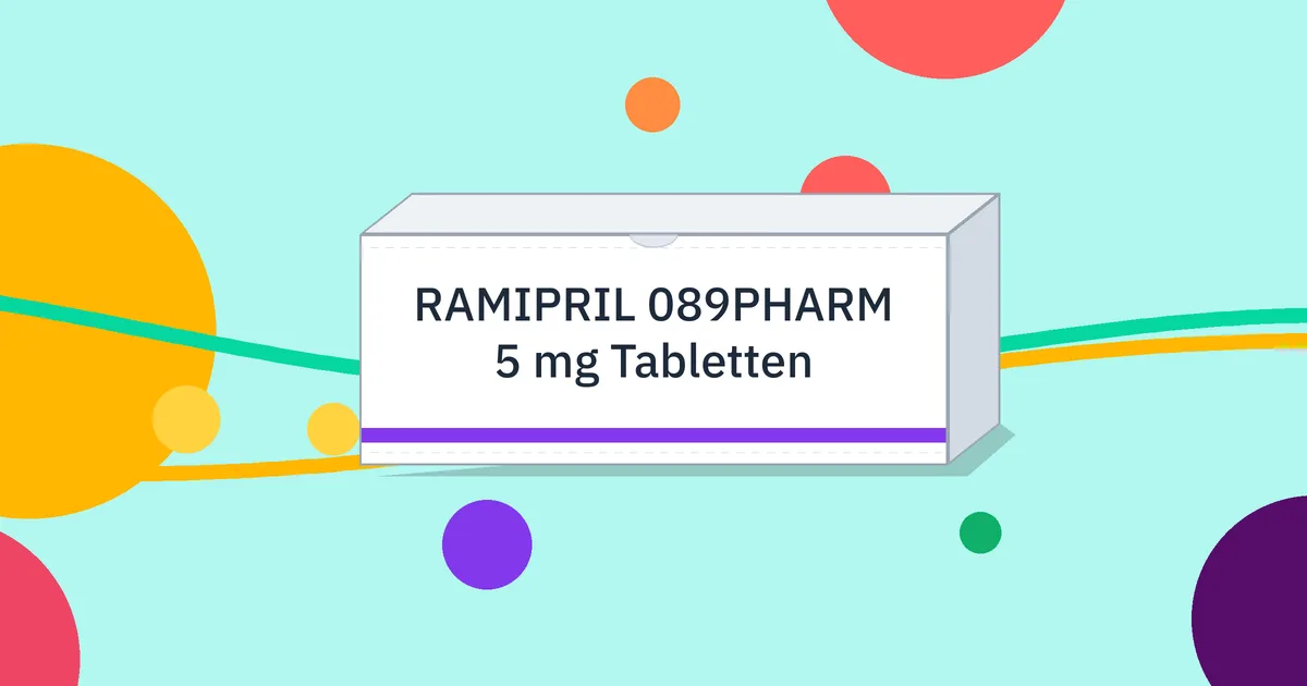 Symbolbild: Packung mit der Aufschrift RAMIPRIL 089PHARM 5 mg Tabletten (PZN 19397460) – Verfügbarkeit und Bezug in Apotheken in Frankfurt am Main