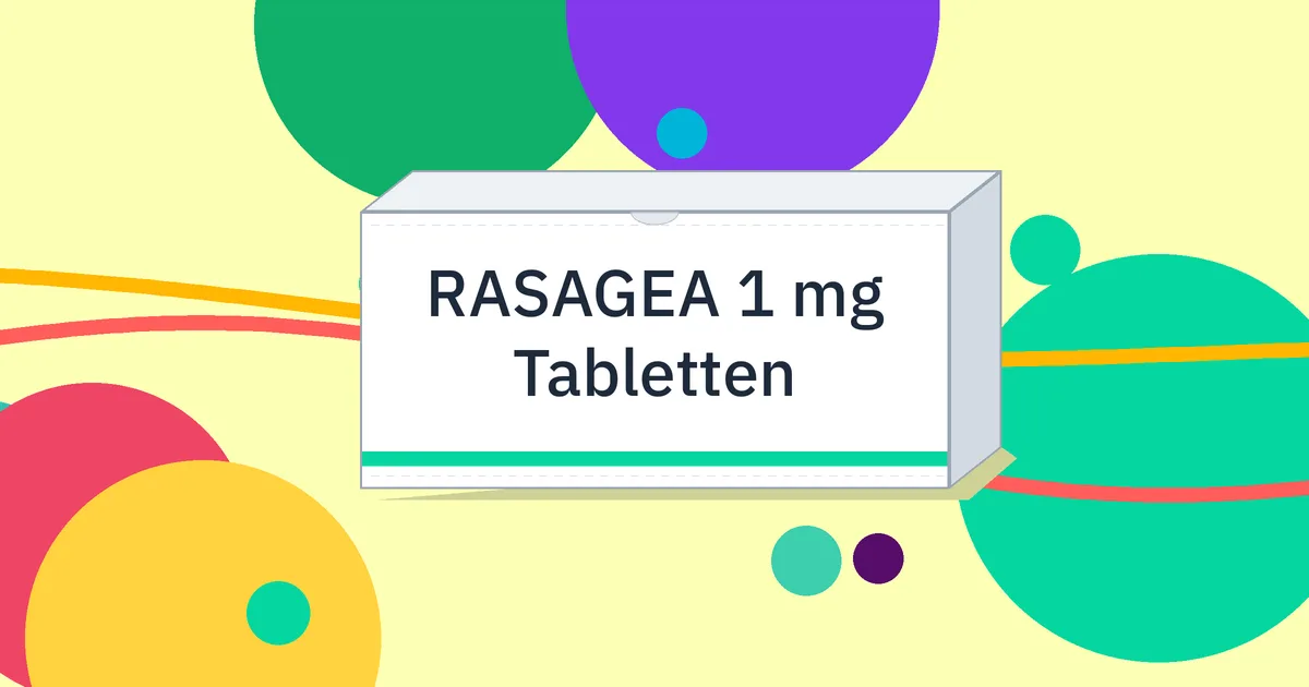 Symbolbild: Packung mit der Aufschrift RASAGEA 1 mg Tabletten (PZN 18735593) – Verfügbarkeit und Bezug in Apotheken in Frankfurt am Main