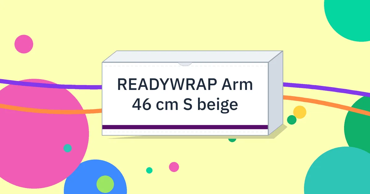 Symbolbild: Packung mit der Aufschrift READYWRAP Arm 46 cm S beige (PZN 16567364) – Verfügbarkeit und Bezug in Apotheken in Frankfurt am Main