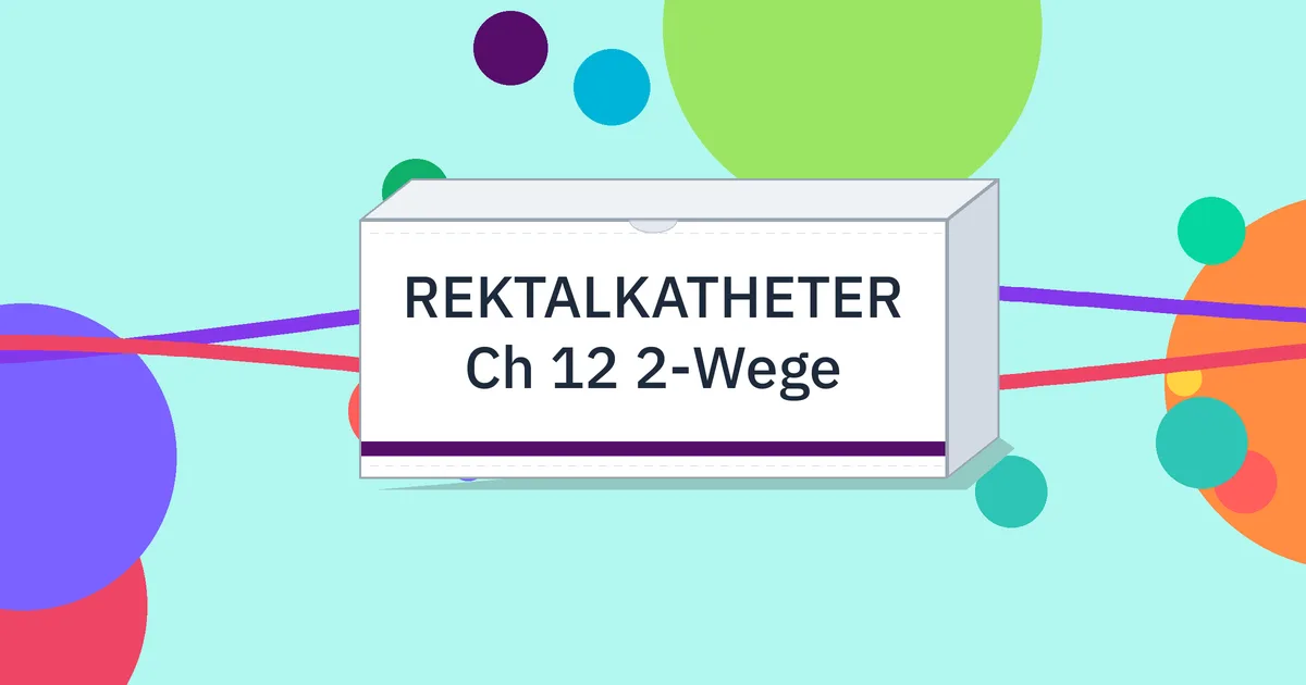 Symbolbild: Packung mit der Aufschrift REKTALKATHETER Ch 12 2-Wege (PZN 03688037) – Verfügbarkeit und Bezug in Apotheken in Frankfurt am Main