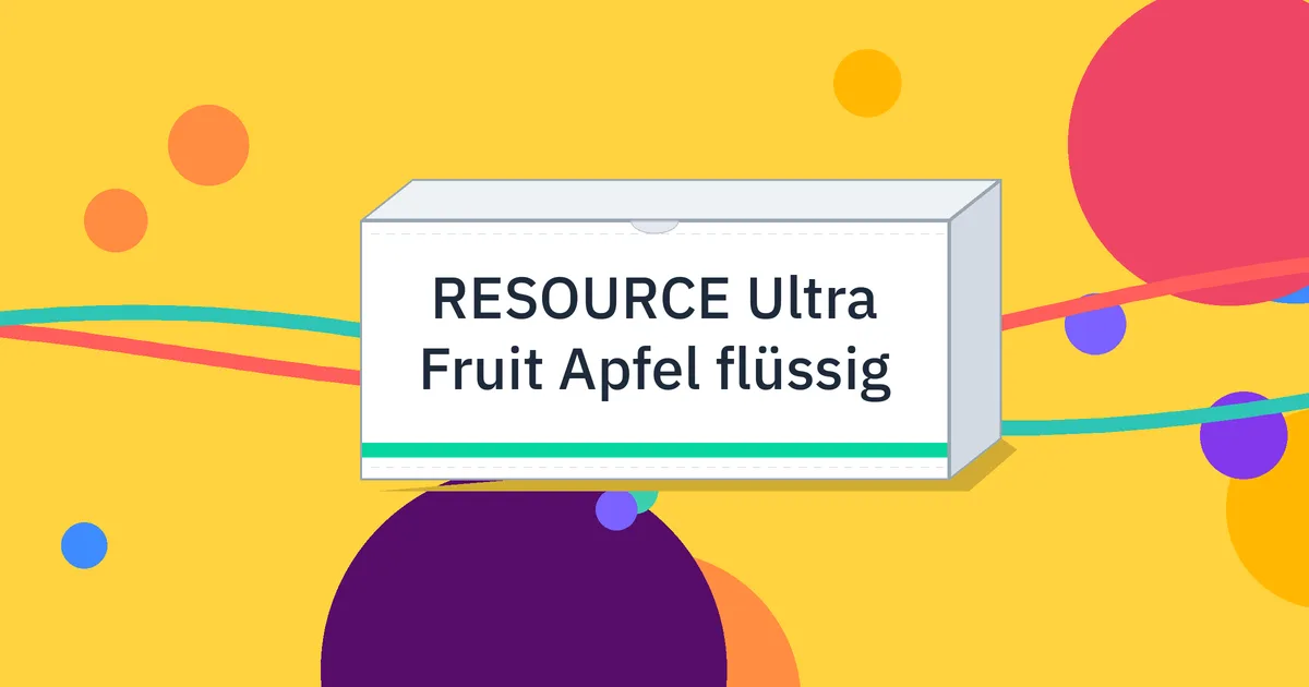 Symbolbild: Packung mit der Aufschrift RESOURCE Ultra Fruit Apfel flüssig (PZN 18048869) – Verfügbarkeit und Bezug in Apotheken in Frankfurt am Main