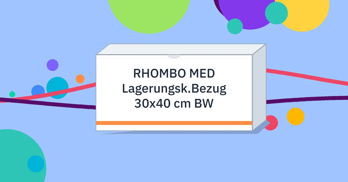 Symbolbild: Packung mit der Aufschrift RHOMBO MED Lagerungsk.Bezug 30x40 cm BW (PZN 03948030) – Verfügbarkeit und Bezug in Apotheken in Frankfurt am Main