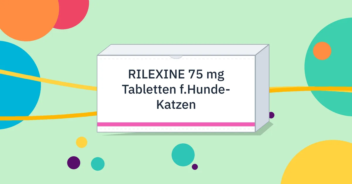 Symbolbild: Packung mit der Aufschrift RILEXINE 75 mg Tabletten f.Hunde-Katzen (PZN 02328928) – Verfügbarkeit und Bezug in Apotheken in Frankfurt am Main