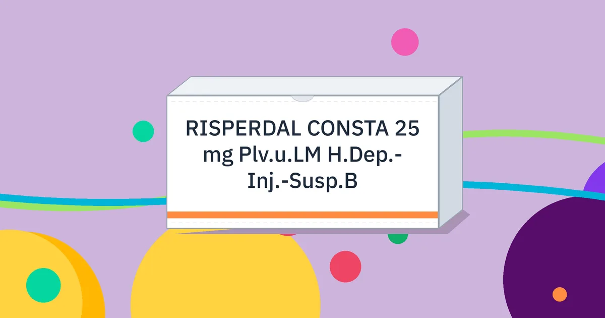 Symbolbild: Packung mit der Aufschrift RISPERDAL CONSTA 25 mg Plv.u.LM H.Dep.-Inj.-Susp.B (PZN 09780092) – Verfügbarkeit und Bezug in Apotheken in Frankfurt am Main