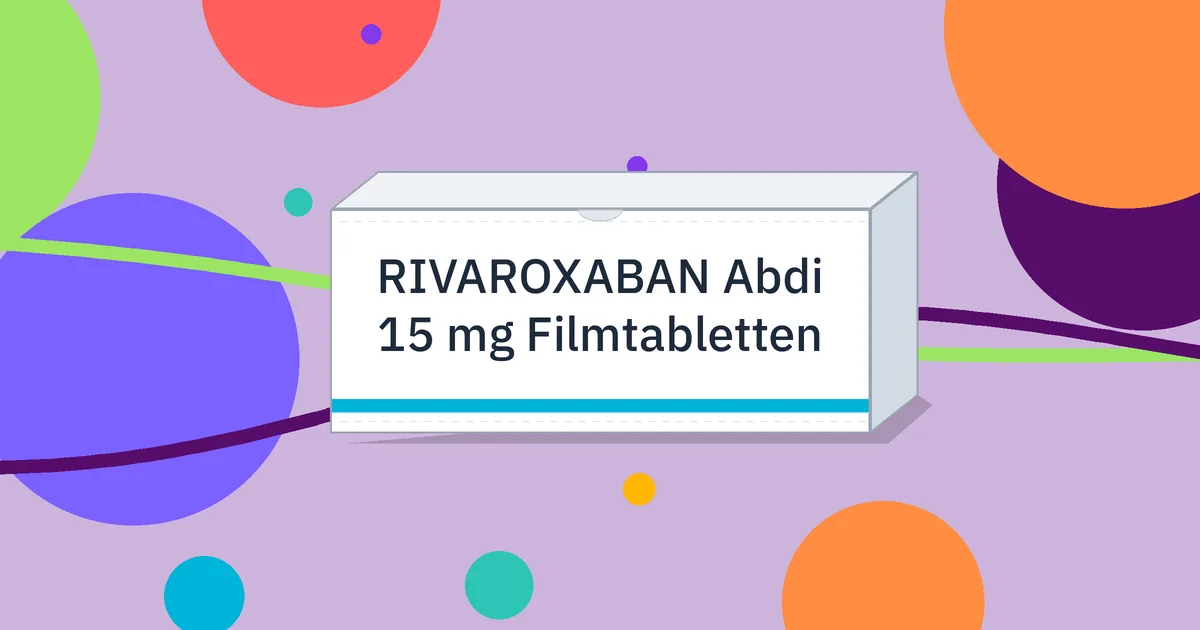 Symbolbild: Packung mit der Aufschrift RIVAROXABAN Abdi 15 mg Filmtabletten (PZN 18820123) – Verfügbarkeit und Bezug in Apotheken in Frankfurt am Main
