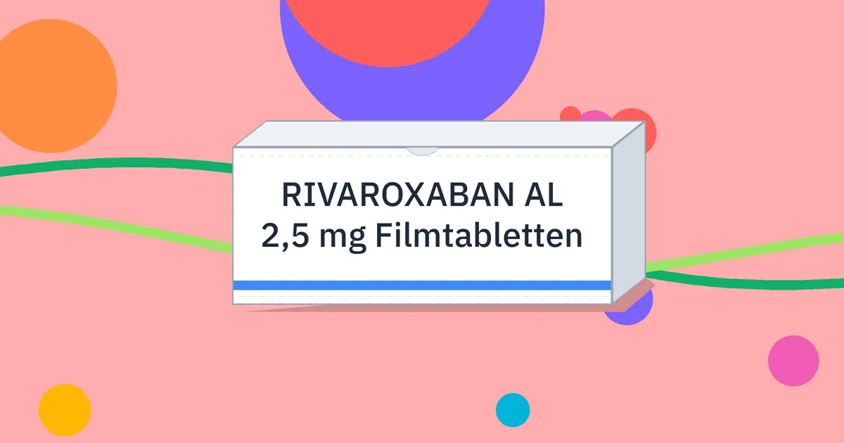 Symbolbild: Packung mit der Aufschrift RIVAROXABAN AL 2,5 mg Filmtabletten (PZN 19094920) – Verfügbarkeit und Bezug in Apotheken in Frankfurt am Main