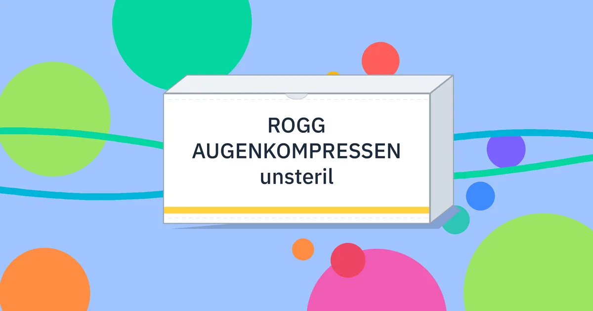 Symbolbild: Packung mit der Aufschrift ROGG AUGENKOMPRESSEN unsteril (PZN 09222162) – Verfügbarkeit und Bezug in Apotheken in Frankfurt am Main