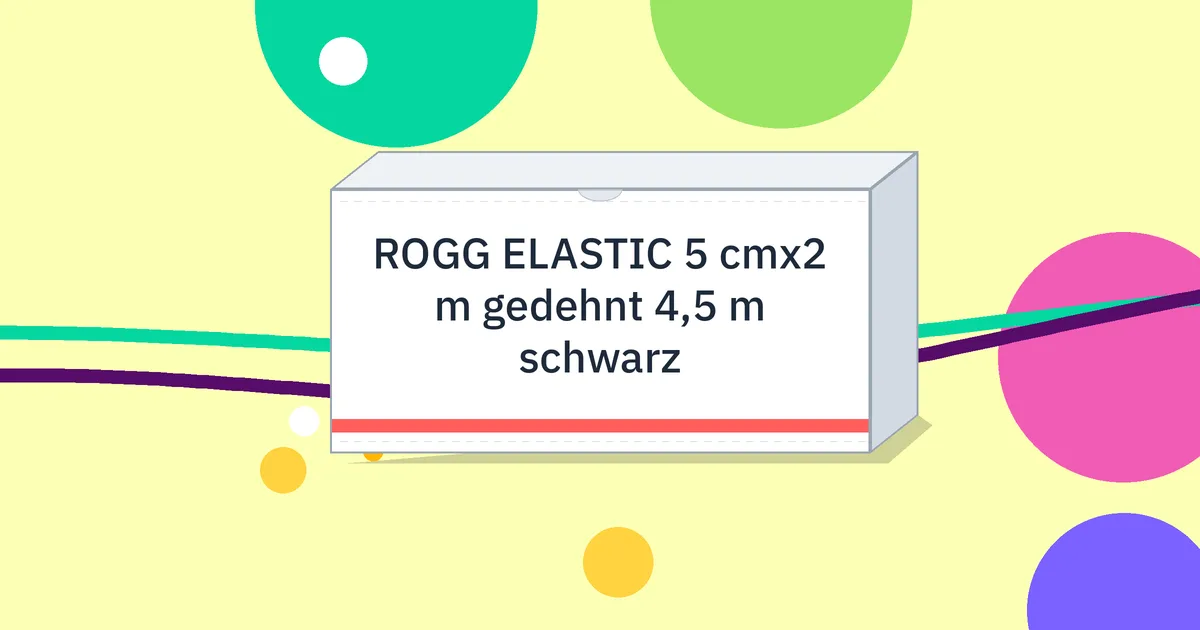 Symbolbild: Packung mit der Aufschrift ROGG ELASTIC 5 cmx2 m gedehnt 4,5 m schwarz (PZN 15301569) – Verfügbarkeit und Bezug in Apotheken in Frankfurt am Main