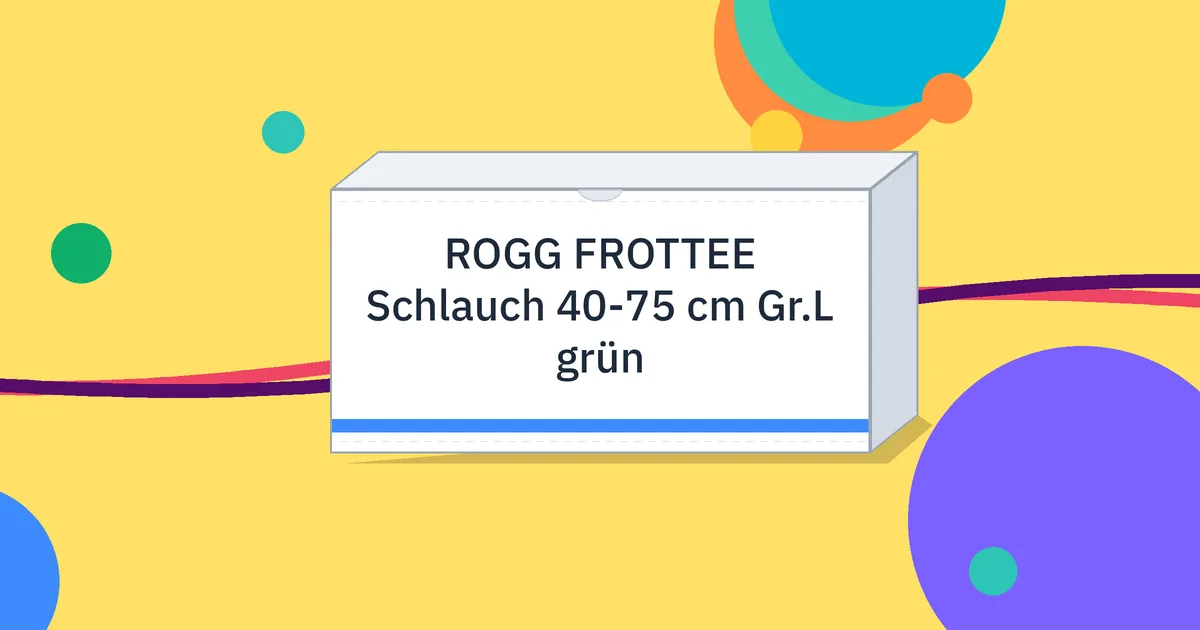 Symbolbild: Packung mit der Aufschrift ROGG FROTTEE Schlauch 40-75 cm Gr.L grün (PZN 05963192) – Verfügbarkeit und Bezug in Apotheken in Frankfurt am Main
