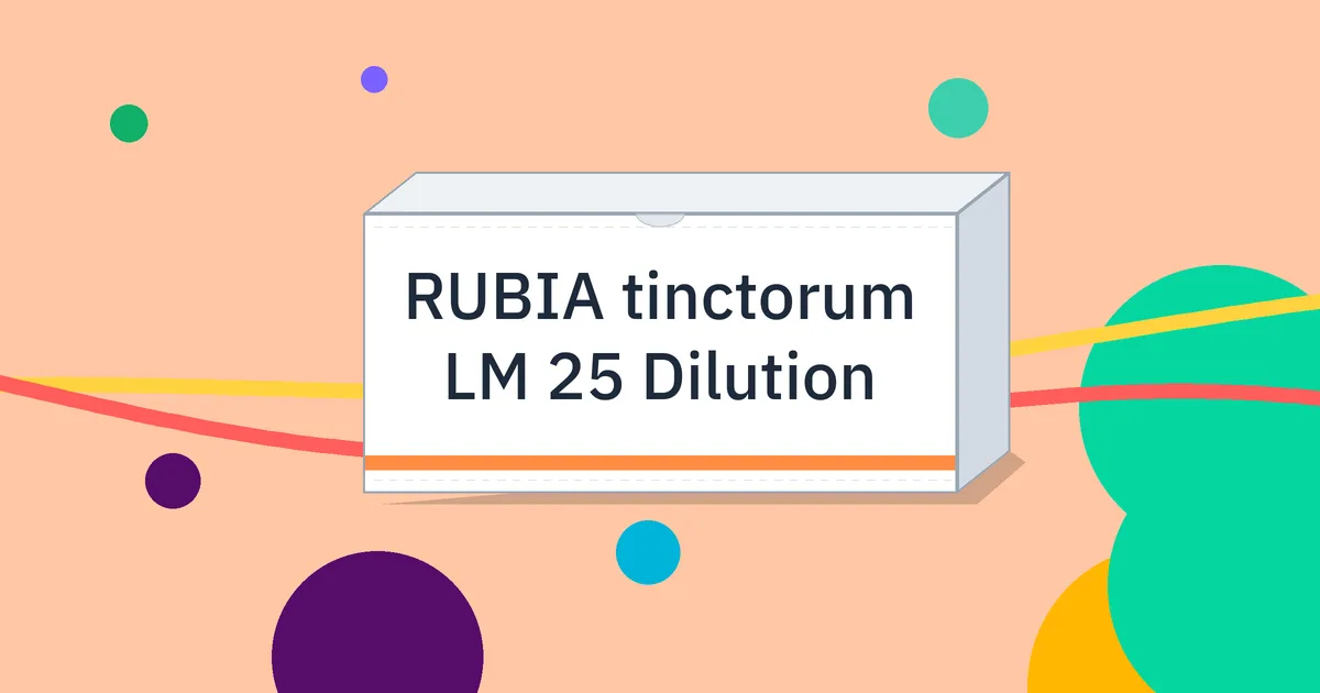 Symbolbild: Packung mit der Aufschrift RUBIA tinctorum LM 25 Dilution (PZN 13056901) – Verfügbarkeit und Bezug in Apotheken in Frankfurt am Main
