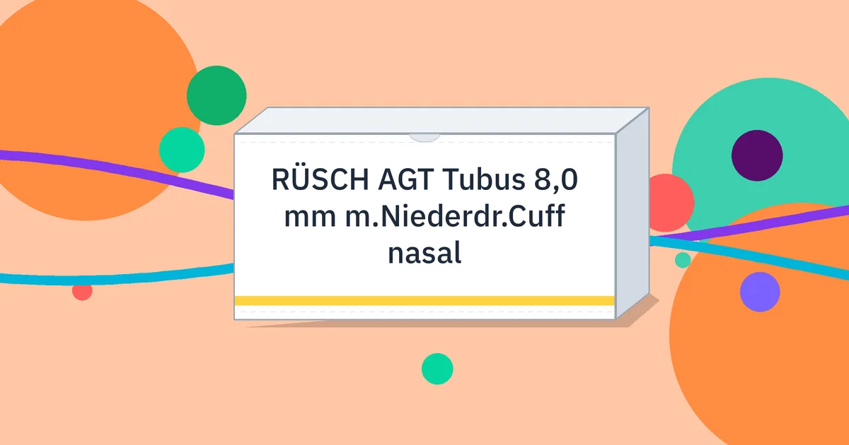 Symbolbild: Packung mit der Aufschrift RÜSCH AGT Tubus 8,0 mm m.Niederdr.Cuff nasal (PZN 06636785) – Verfügbarkeit und Bezug in Apotheken in Frankfurt am Main