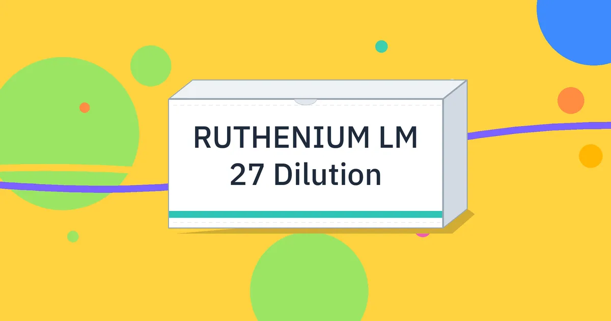 Symbolbild: Packung mit der Aufschrift RUTHENIUM LM 27 Dilution (PZN 13174345) – Verfügbarkeit und Bezug in Apotheken in Frankfurt am Main
