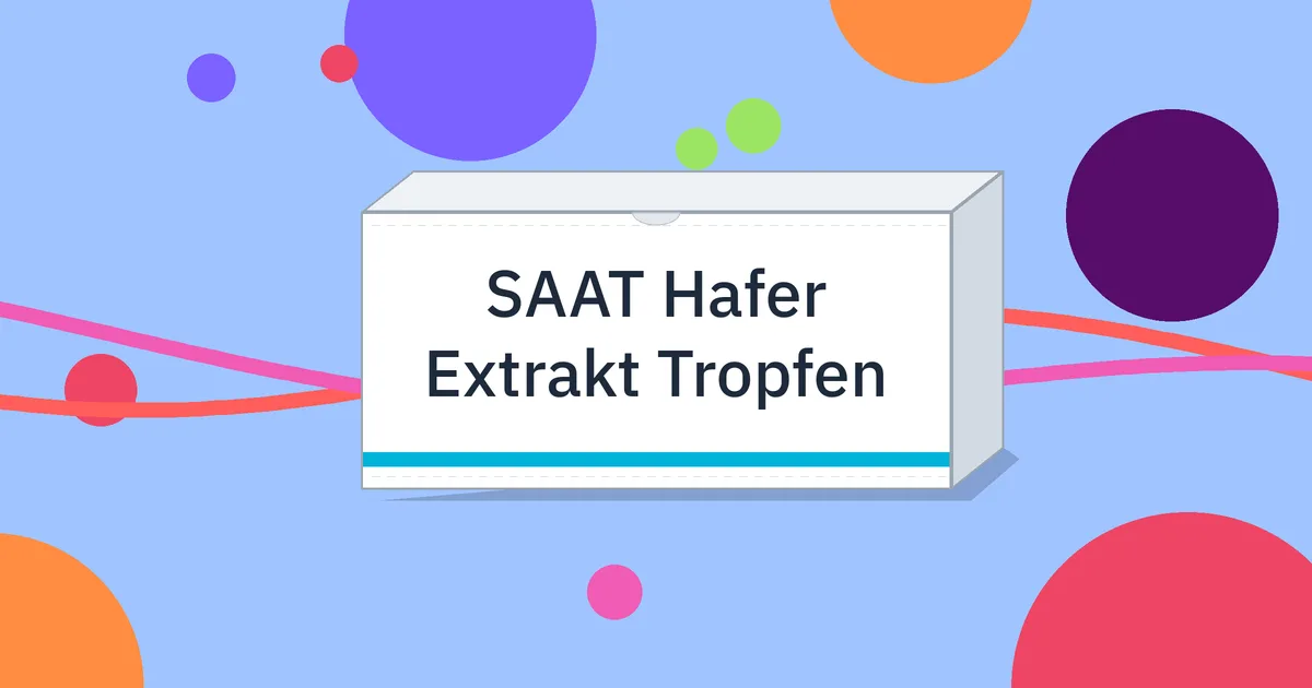 Symbolbild: Packung mit der Aufschrift SAAT Hafer Extrakt Tropfen (PZN 20211756) – Verfügbarkeit und Bezug in Apotheken in Frankfurt am Main
