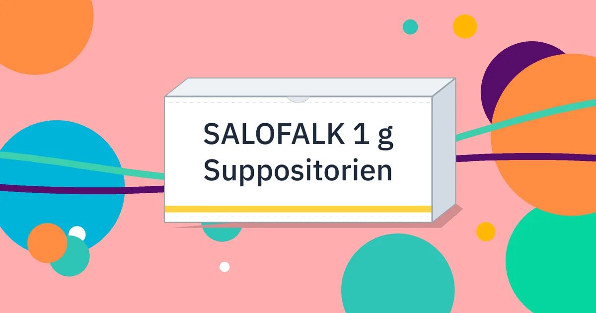 Symbolbild: Packung mit der Aufschrift SALOFALK 1 g Suppositorien (PZN 00867377) – Verfügbarkeit und Bezug in Apotheken in Frankfurt am Main