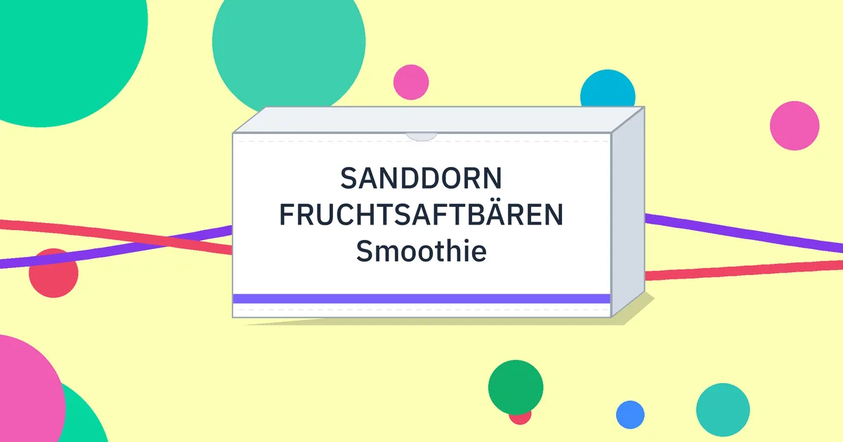 Symbolbild: Packung mit der Aufschrift SANDDORN FRUCHTSAFTBÄREN Smoothie (PZN 15374812) – Verfügbarkeit und Bezug in Apotheken in Frankfurt am Main