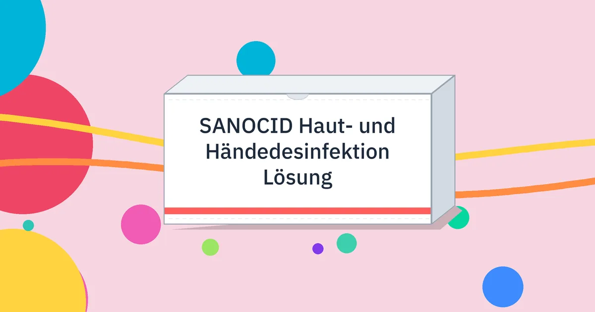 Symbolbild: Packung mit der Aufschrift SANOCID Haut- und Händedesinfektion Lösung (PZN 06920523) – Verfügbarkeit und Bezug in Apotheken in Frankfurt am Main