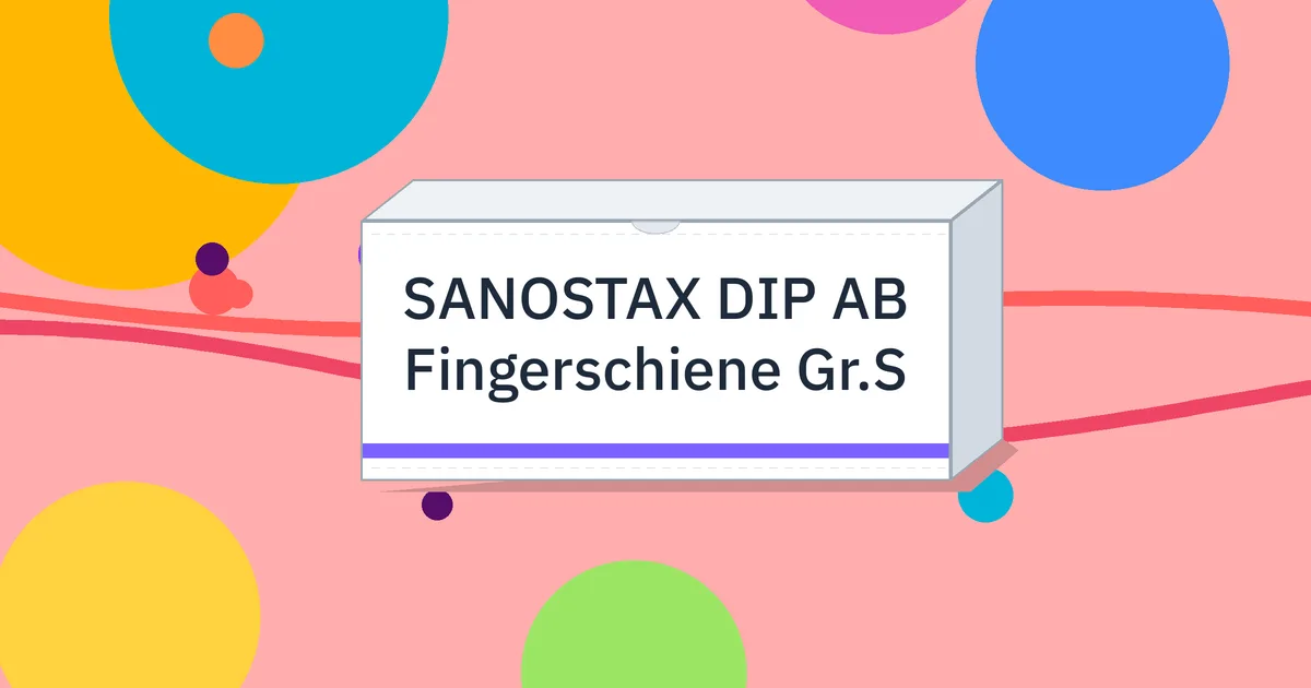 Symbolbild: Packung mit der Aufschrift SANOSTAX DIP AB Fingerschiene Gr.S (PZN 10196866) – Verfügbarkeit und Bezug in Apotheken in Frankfurt am Main