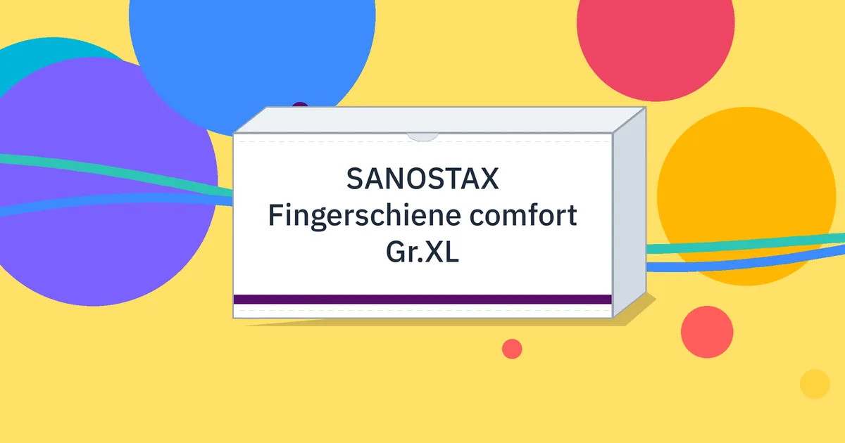 Symbolbild: Packung mit der Aufschrift SANOSTAX Fingerschiene comfort Gr.XL (PZN 10288373) – Verfügbarkeit und Bezug in Apotheken in Frankfurt am Main