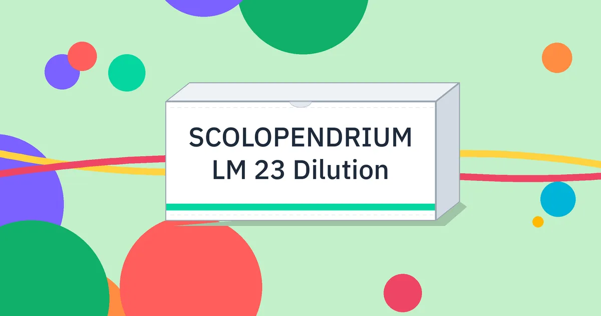 Symbolbild: Packung mit der Aufschrift SCOLOPENDRIUM LM 23 Dilution (PZN 13690495) – Verfügbarkeit und Bezug in Apotheken in Frankfurt am Main