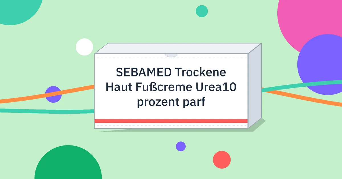Symbolbild: Packung mit der Aufschrift SEBAMED Trockene Haut Fußcreme Urea10 prozent parf (PZN 09726738) – Verfügbarkeit und Bezug in Apotheken in Frankfurt am Main
