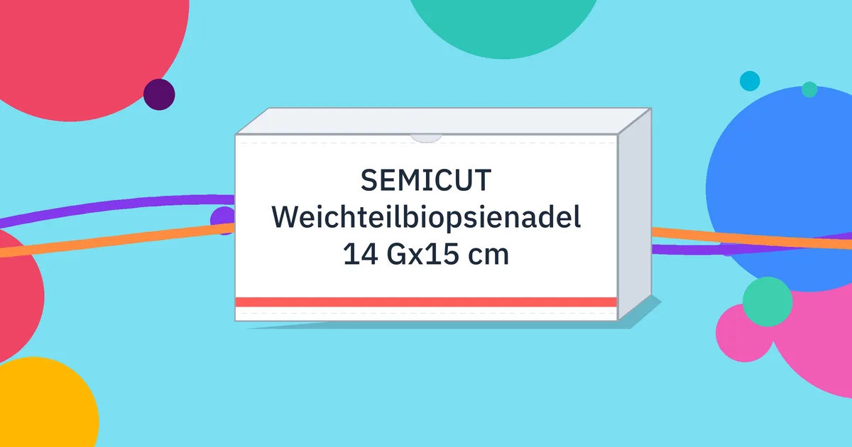 Symbolbild: Packung mit der Aufschrift SEMICUT Weichteilbiopsienadel 14 Gx15 cm (PZN 19735767) – Verfügbarkeit und Bezug in Apotheken in Frankfurt am Main