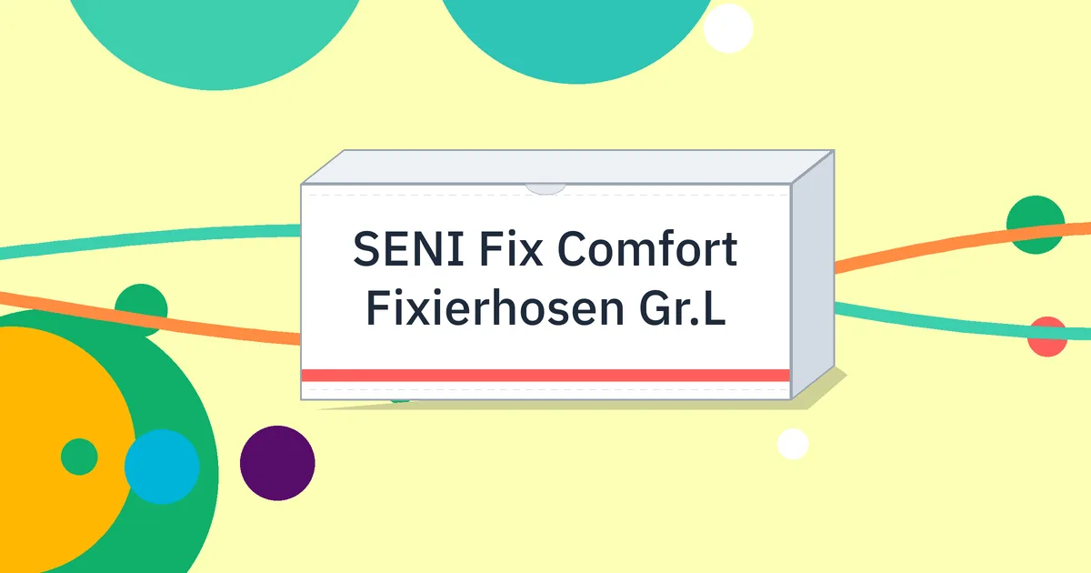 Symbolbild: Packung mit der Aufschrift SENI Fix Comfort Fixierhosen Gr.L (PZN 12664805) – Verfügbarkeit und Bezug in Apotheken in Frankfurt am Main