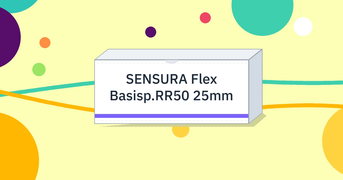 Symbolbild: Packung mit der Aufschrift SENSURA Flex Basisp.RR50 25mm (PZN 00596211) – Verfügbarkeit und Bezug in Apotheken in Frankfurt am Main