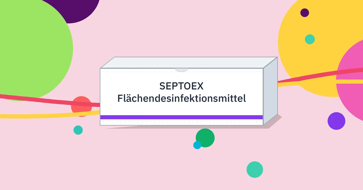 Symbolbild: Packung mit der Aufschrift SEPTOEX Flächendesinfektionsmittel (PZN 16718314) – Verfügbarkeit und Bezug in Apotheken in Frankfurt am Main