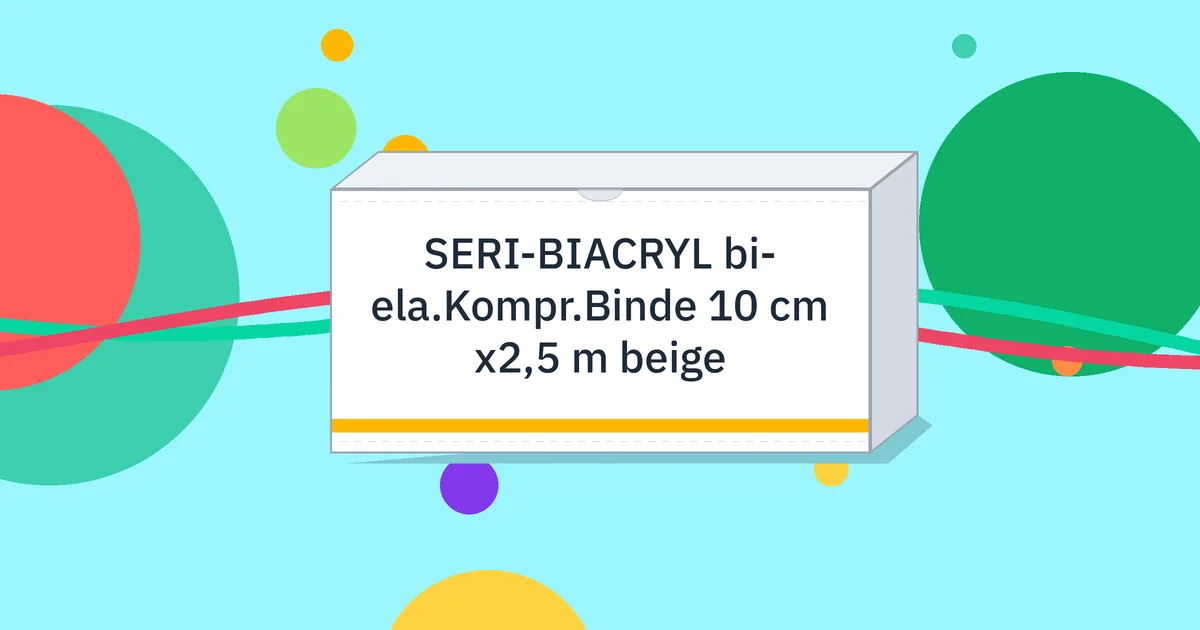 Symbolbild: Packung mit der Aufschrift SERI-BIACRYL bi-ela.Kompr.Binde 10 cm x2,5 m beige (PZN 20364201) – Verfügbarkeit und Bezug in Apotheken in Frankfurt am Main