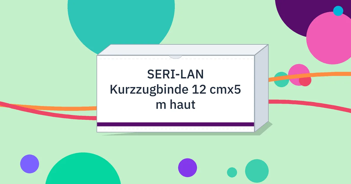 Symbolbild: Packung mit der Aufschrift SERI-LAN Kurzzugbinde 12 cmx5 m haut (PZN 14444798) – Verfügbarkeit und Bezug in Apotheken in Frankfurt am Main