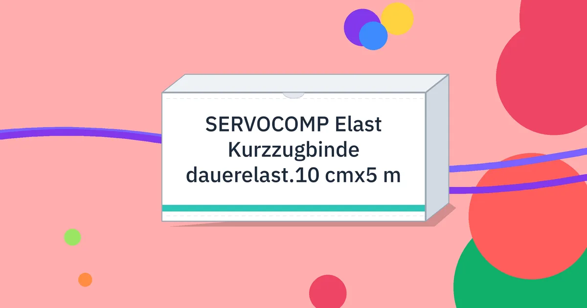 Symbolbild: Packung mit der Aufschrift SERVOCOMP Elast Kurzzugbinde dauerelast.10 cmx5 m (PZN 16734810) – Verfügbarkeit und Bezug in Apotheken in Frankfurt am Main