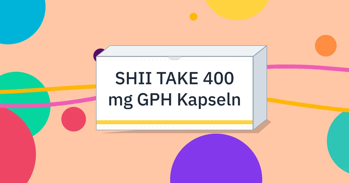 Symbolbild: Packung mit der Aufschrift SHII TAKE 400 mg GPH Kapseln (PZN 00966754) – Verfügbarkeit und Bezug in Apotheken in Frankfurt am Main