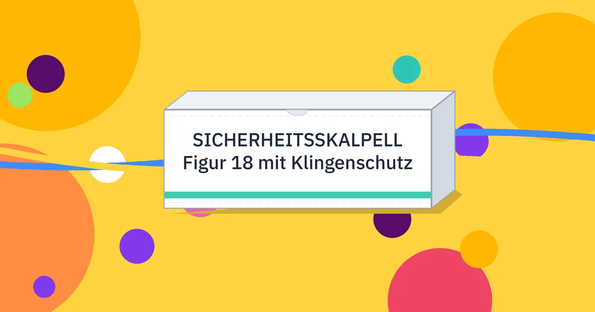 Symbolbild: Packung mit der Aufschrift SICHERHEITSSKALPELL Figur 18 mit Klingenschutz (PZN 12389138) – Verfügbarkeit und Bezug in Apotheken in Frankfurt am Main