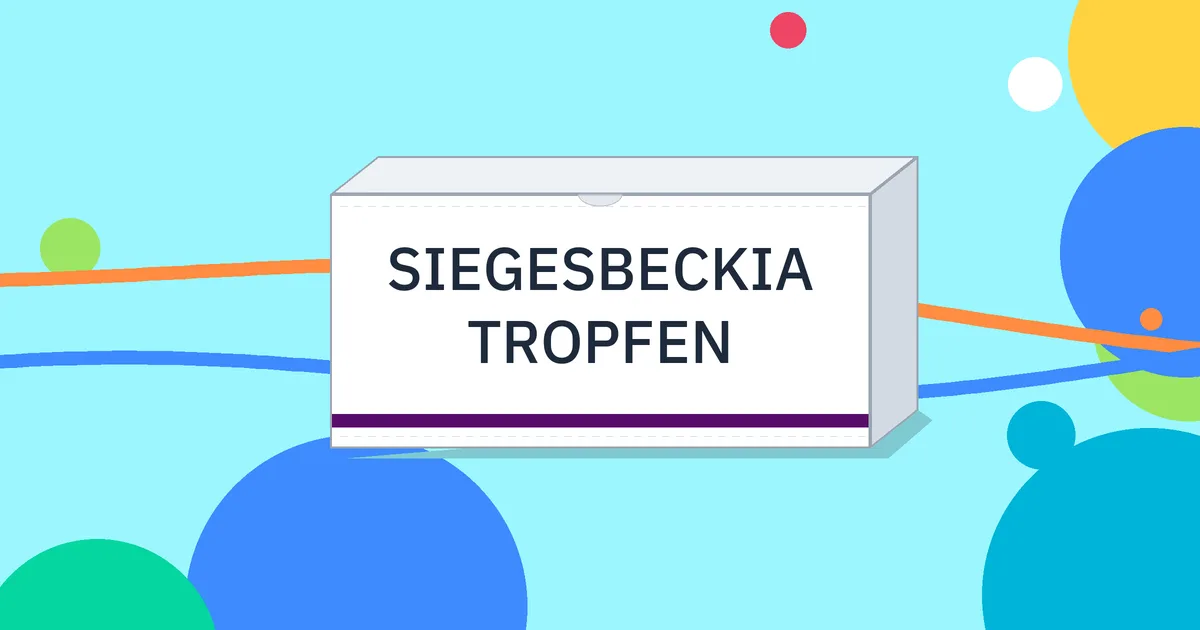 Symbolbild: Packung mit der Aufschrift SIEGESBECKIA TROPFEN (PZN 14282982) – Verfügbarkeit und Bezug in Apotheken in Frankfurt am Main
