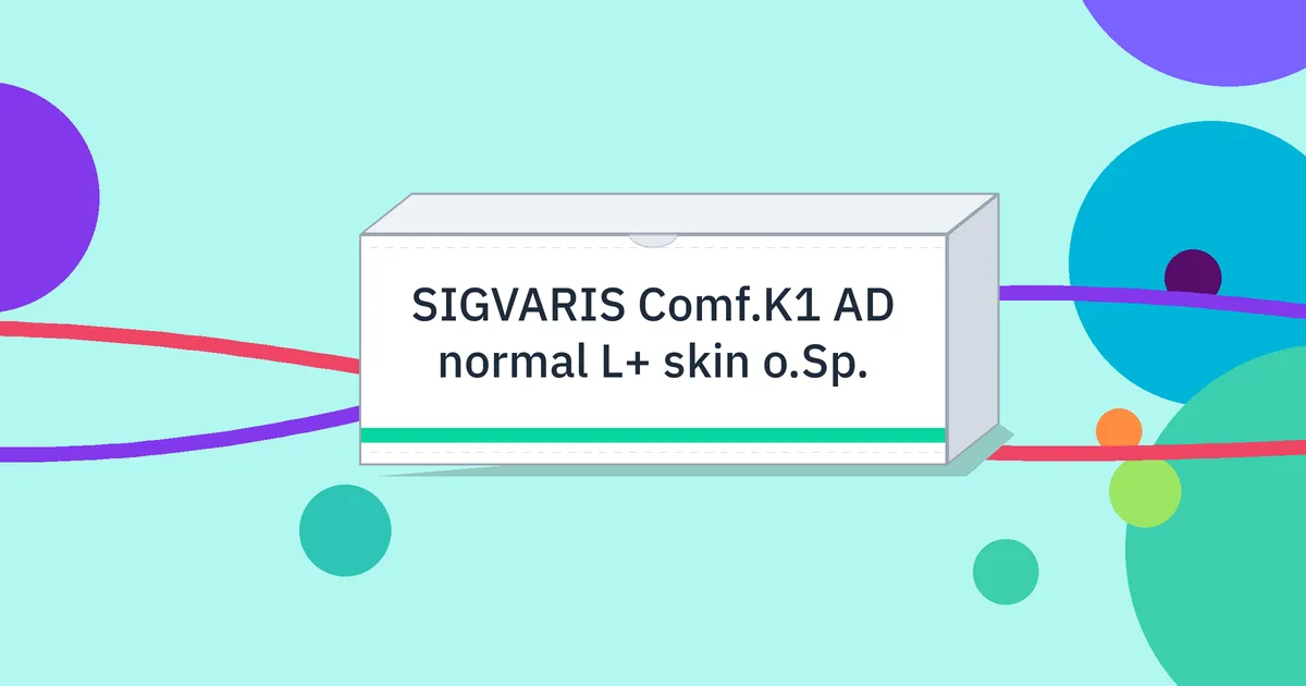 Symbolbild: Packung mit der Aufschrift SIGVARIS Comf.K1 AD normal L+ skin o.Sp. (PZN 17041316) – Verfügbarkeit und Bezug in Apotheken in Frankfurt am Main
