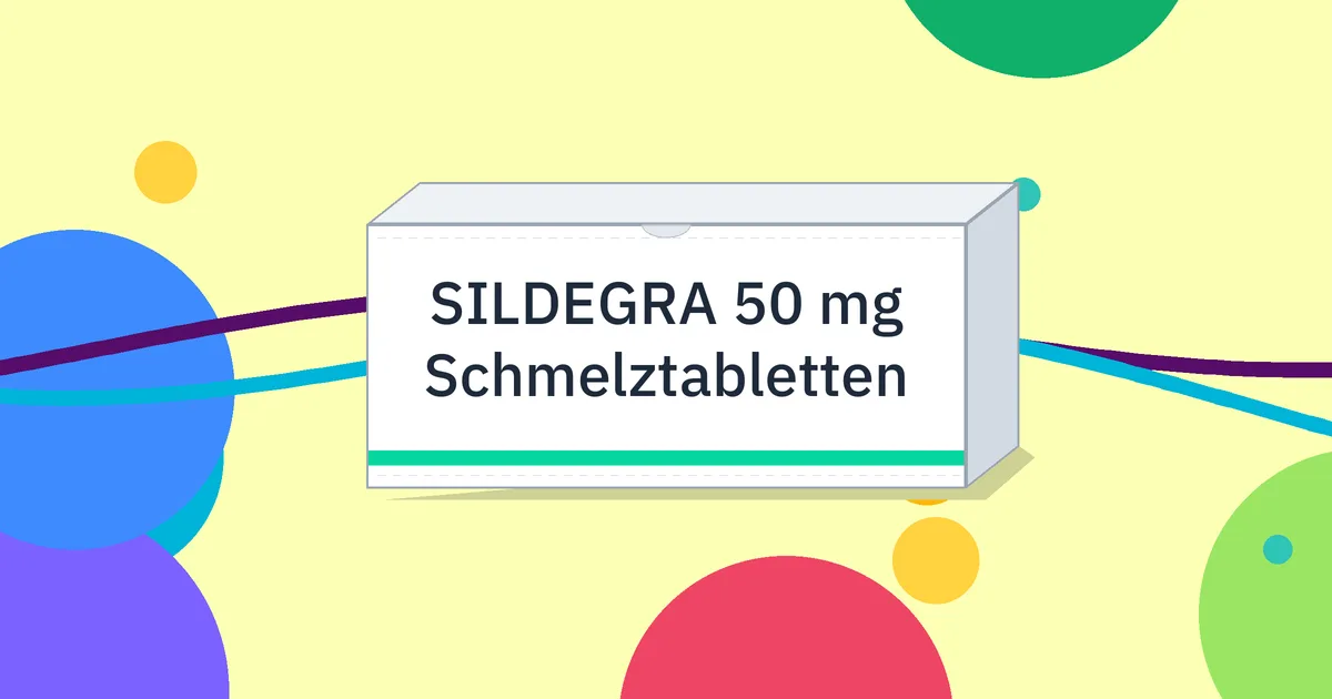 Symbolbild: Packung mit der Aufschrift SILDEGRA 50 mg Schmelztabletten (PZN 10209066) – Verfügbarkeit und Bezug in Apotheken in Frankfurt am Main